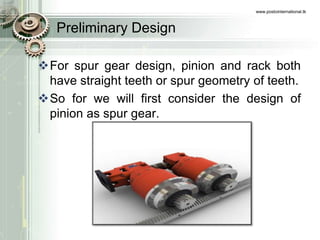 Rack and pinion gear design project. | PPTX
