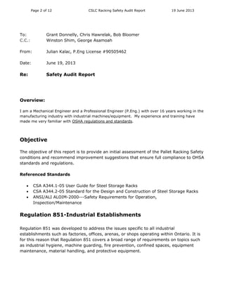 Racking Safety Audit Report -CSCL | PDF