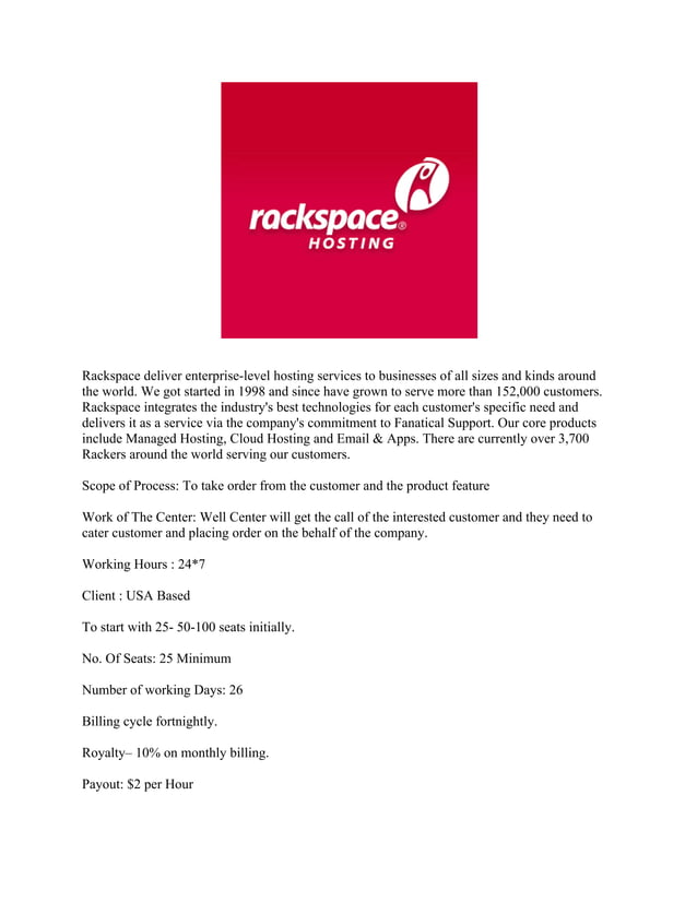 Rackspace live chat support process | PDF