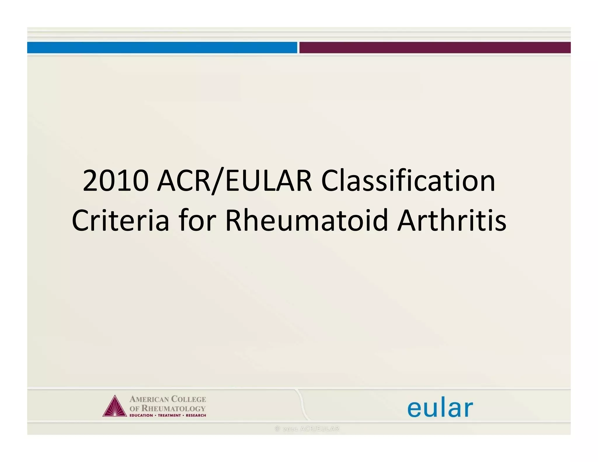 2010 ACR/EULAR Criteria for RA | PDF