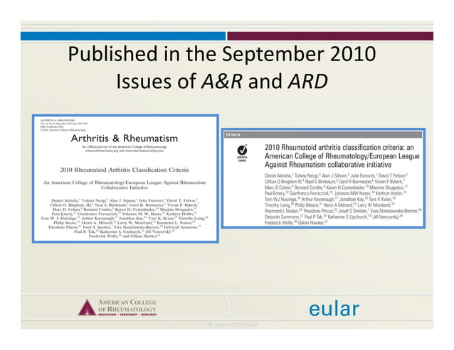 2010 ACR/EULAR Criteria for RA | PDF