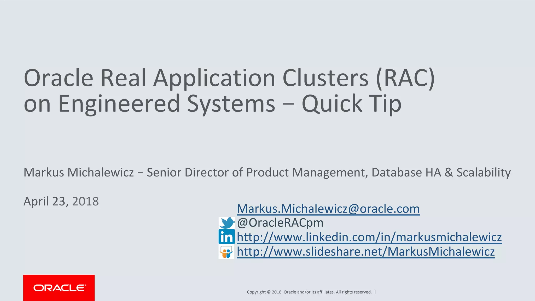 Oracle RAC on Engineered Systems | PPT
