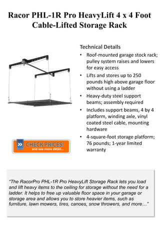 Racor phl-1R pro heavylift 4-by-4-foot cable-lifted storage rack