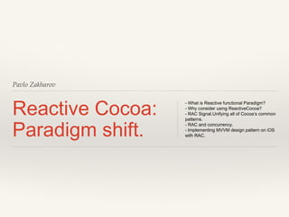 Lviv MD Day 2015 Павло Захаров "Reactive cocoa: paradigm shift" | PPT