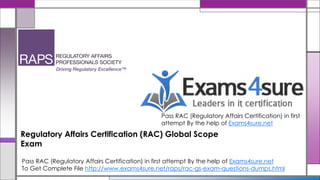 10 Facts to pass the RAC (Regulatory Affairs Certification) | PDF