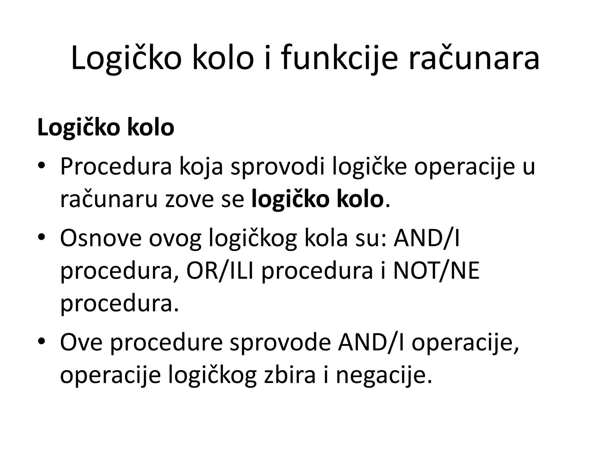 Racunarski sistem logicke operacije | PPT