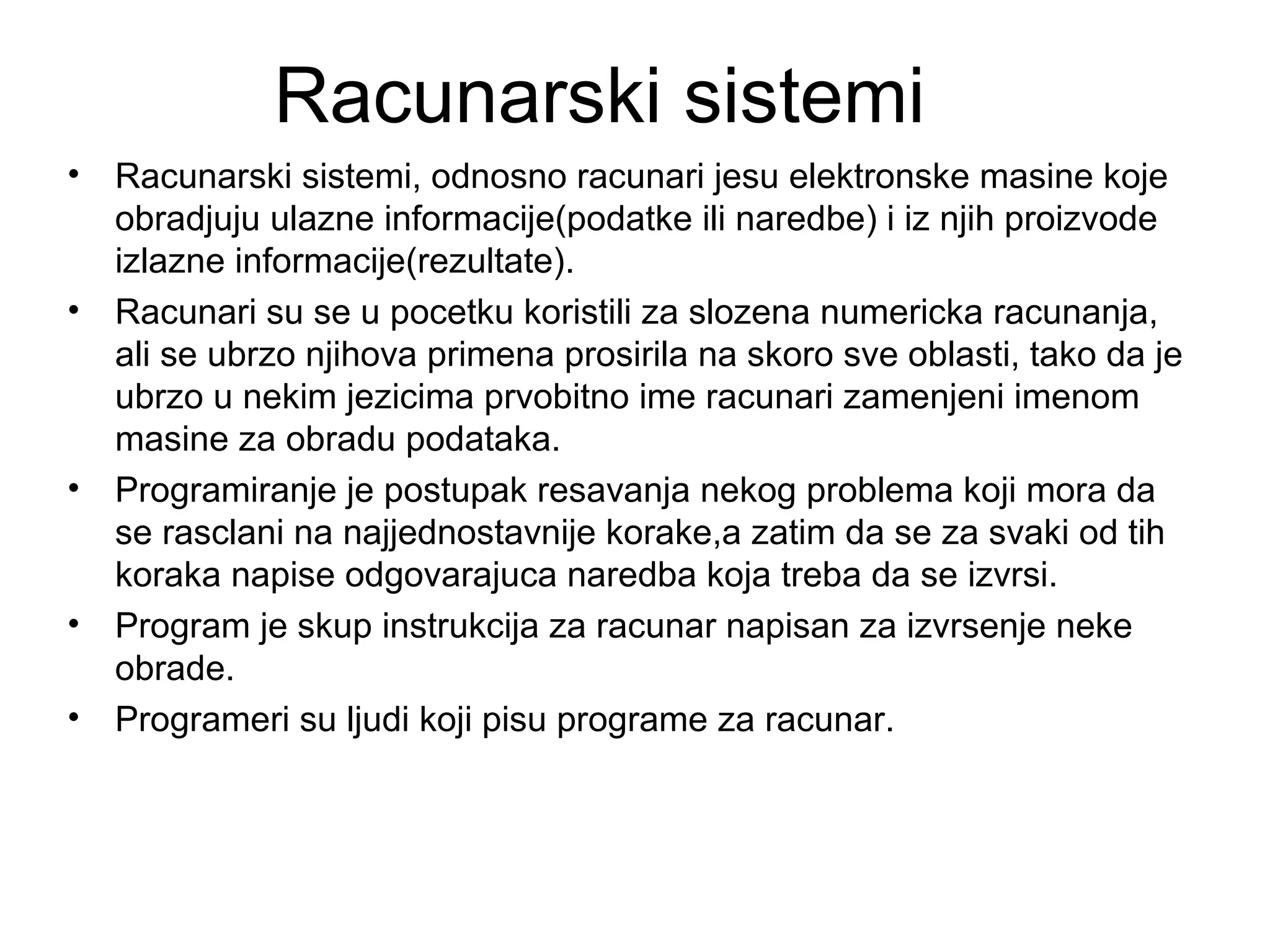 Racunarski sistemi. | PPT