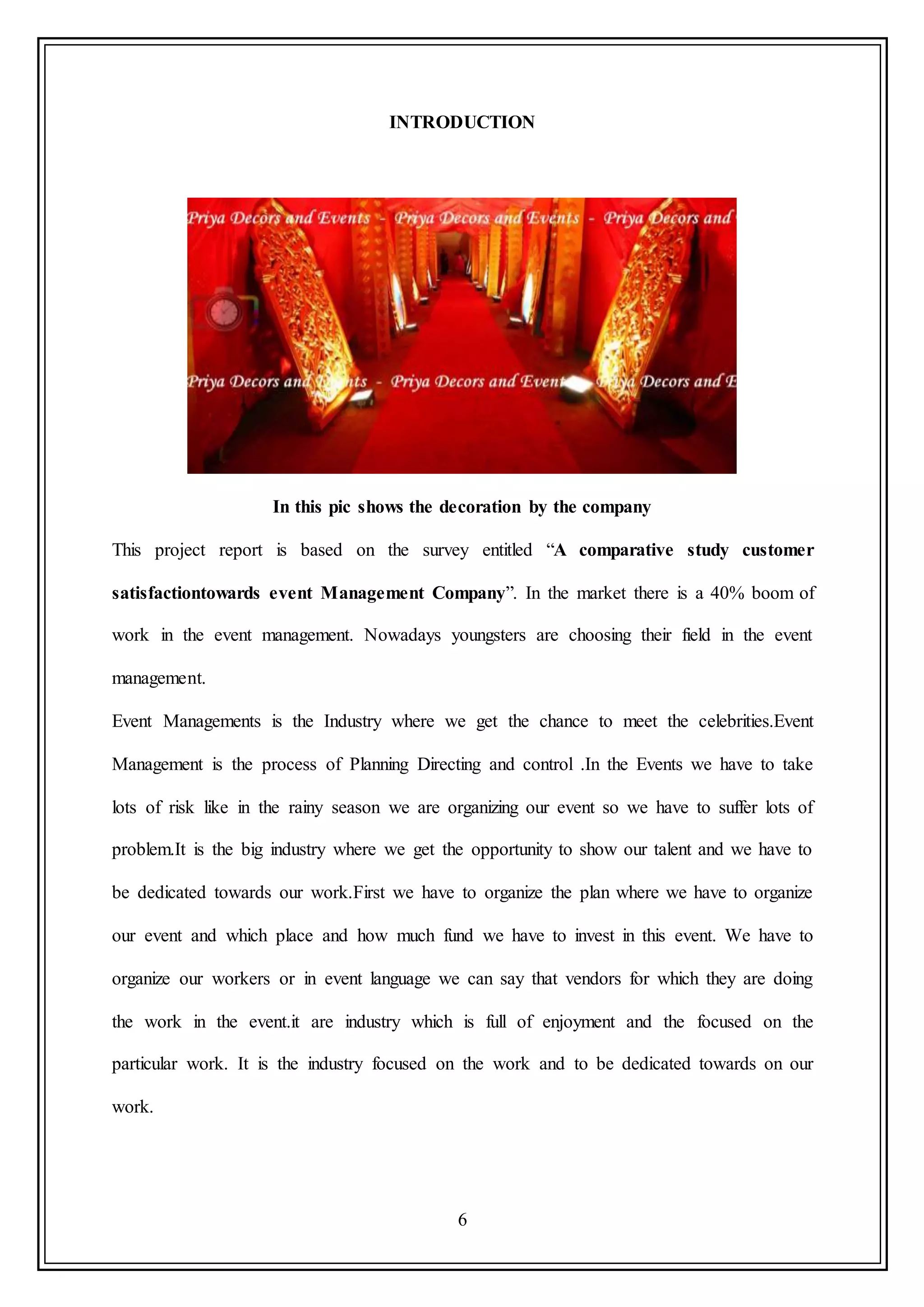 Summer Internship Report on Event Management Company | DOCX