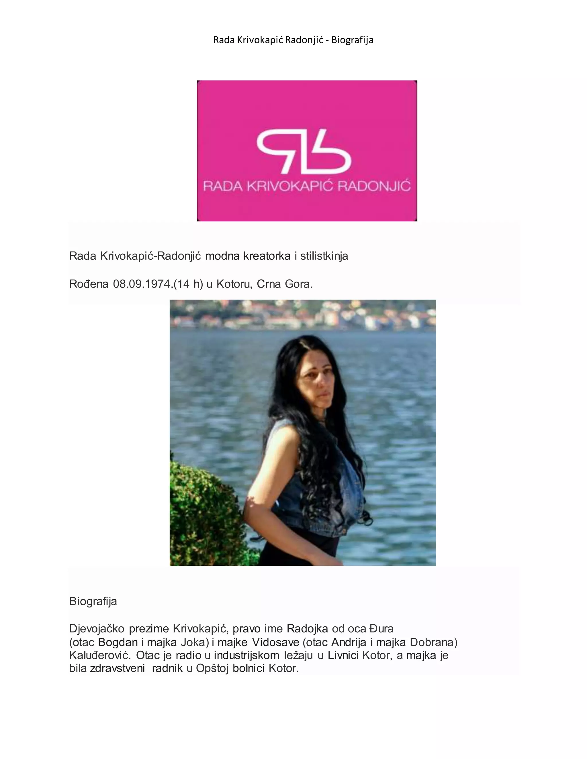 Rada Krivokapic Radonjic Biografija | PDF