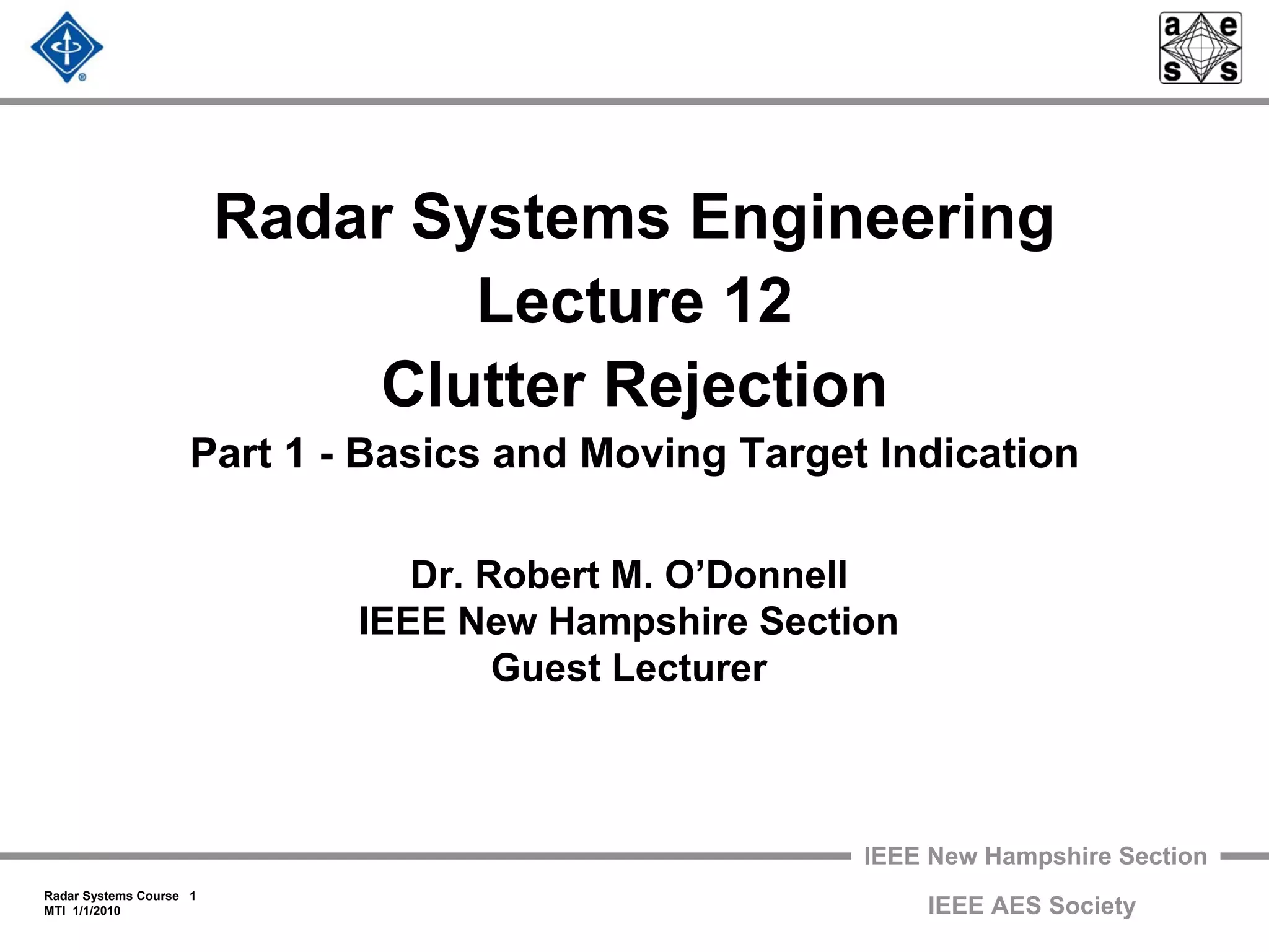 Radar 2009 a 12 clutter rejection basics and mti | PDF