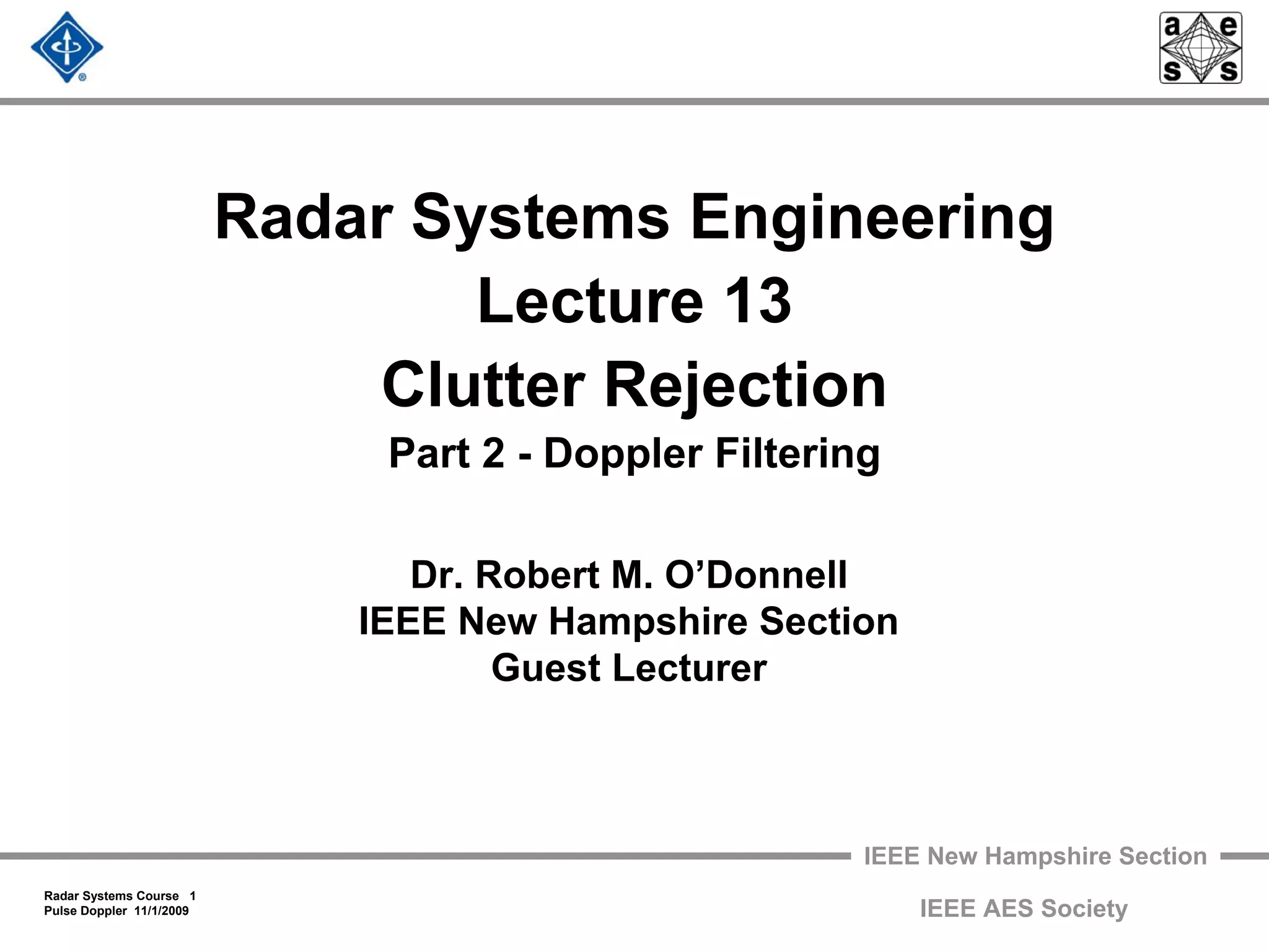 Radar 2009 a 13 clutter rejection doppler filtering | PDF