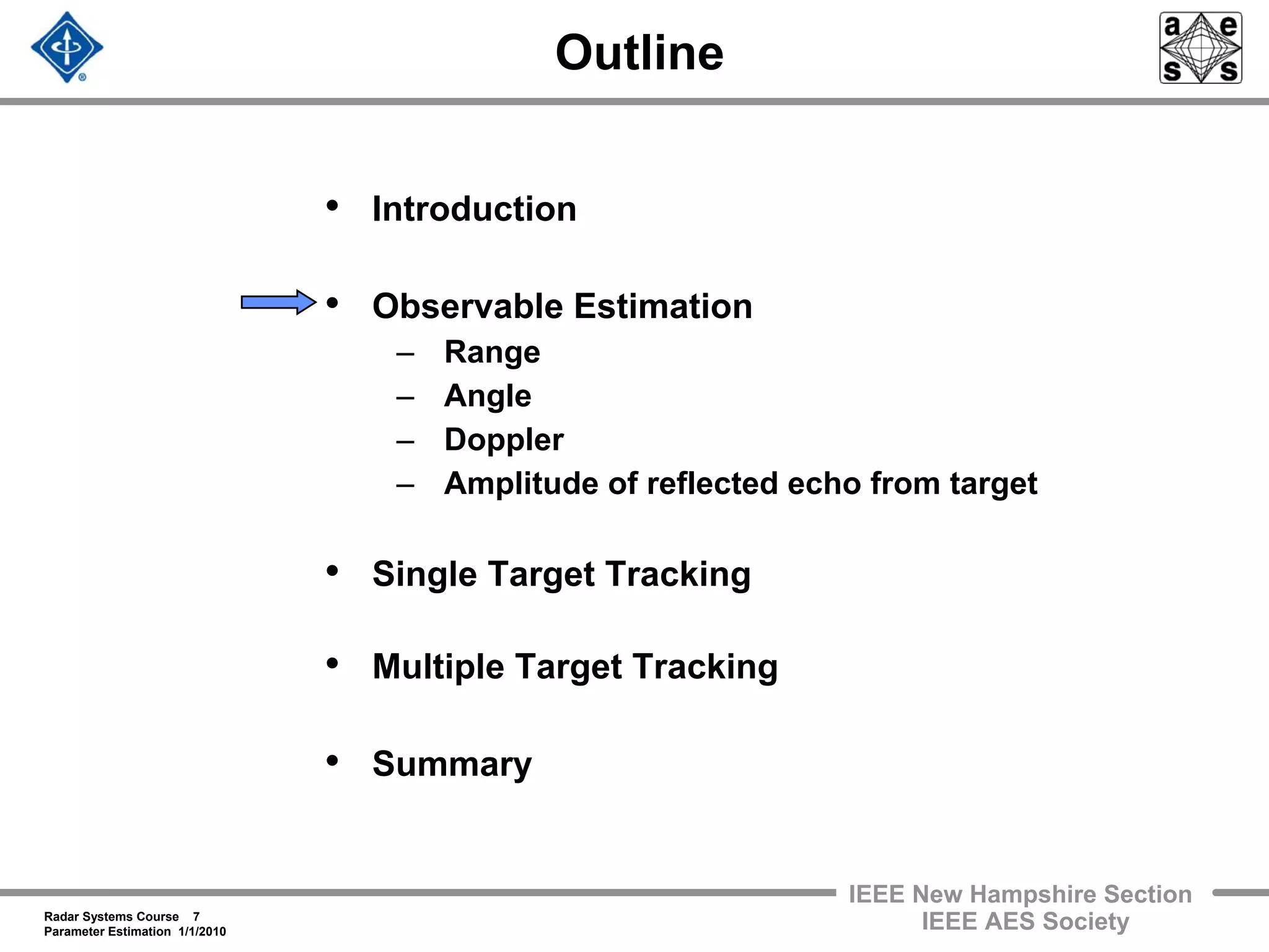 Radar 2009 A 15 Parameter Estimation And Tracking Part 1 Pdf