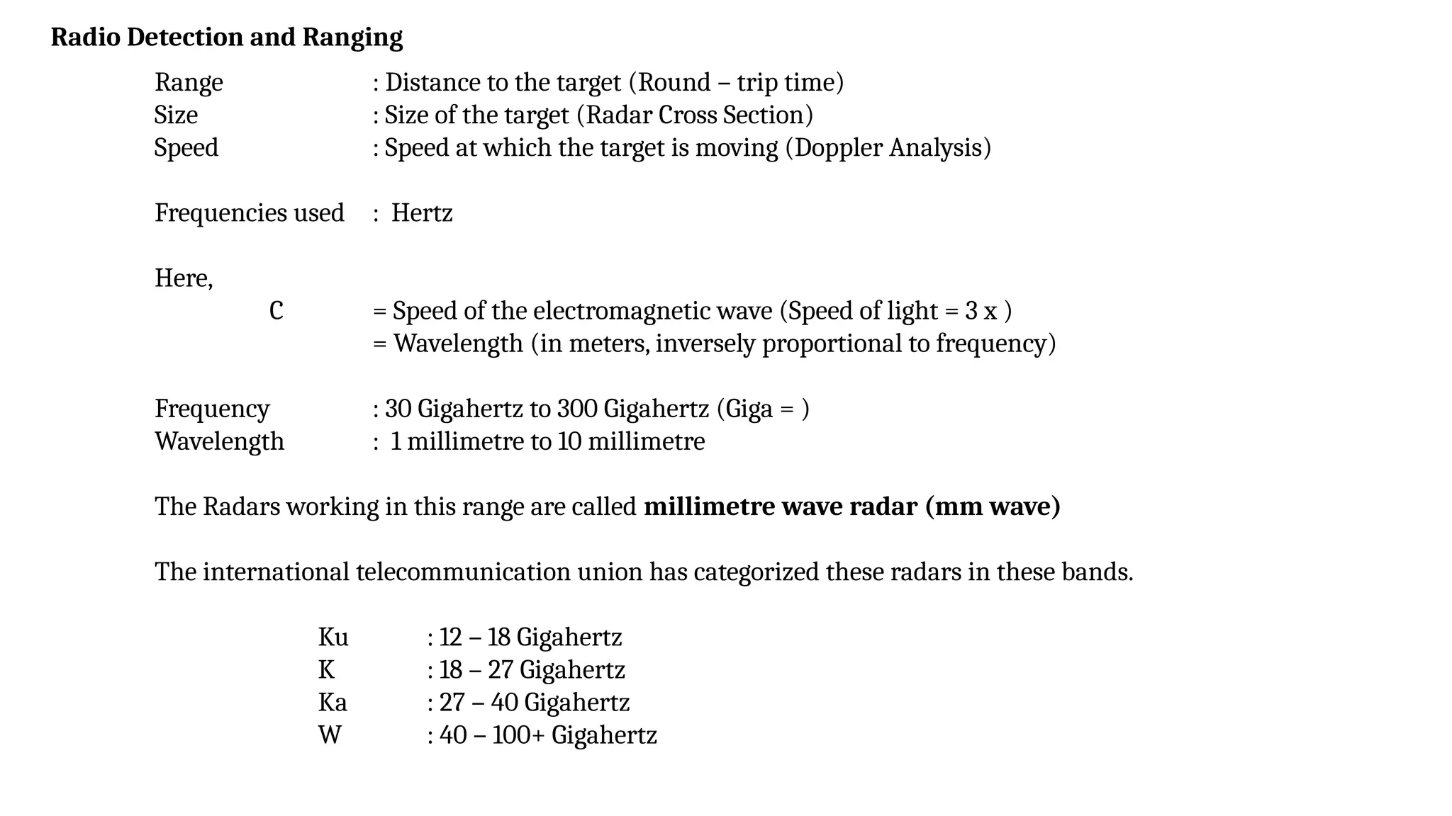 Radar Basics including mmWave, pulse radar | PPTX
