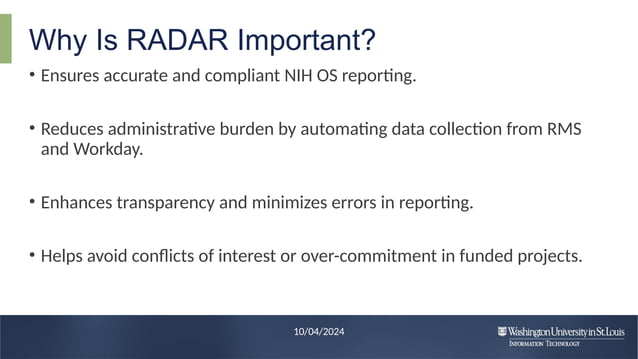 Introduction for RADAR system RADAR Biweekly Meeting | PPT