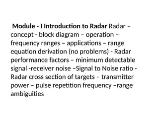 Basic Radar System Block Diagram consists of a transmitter and a ...