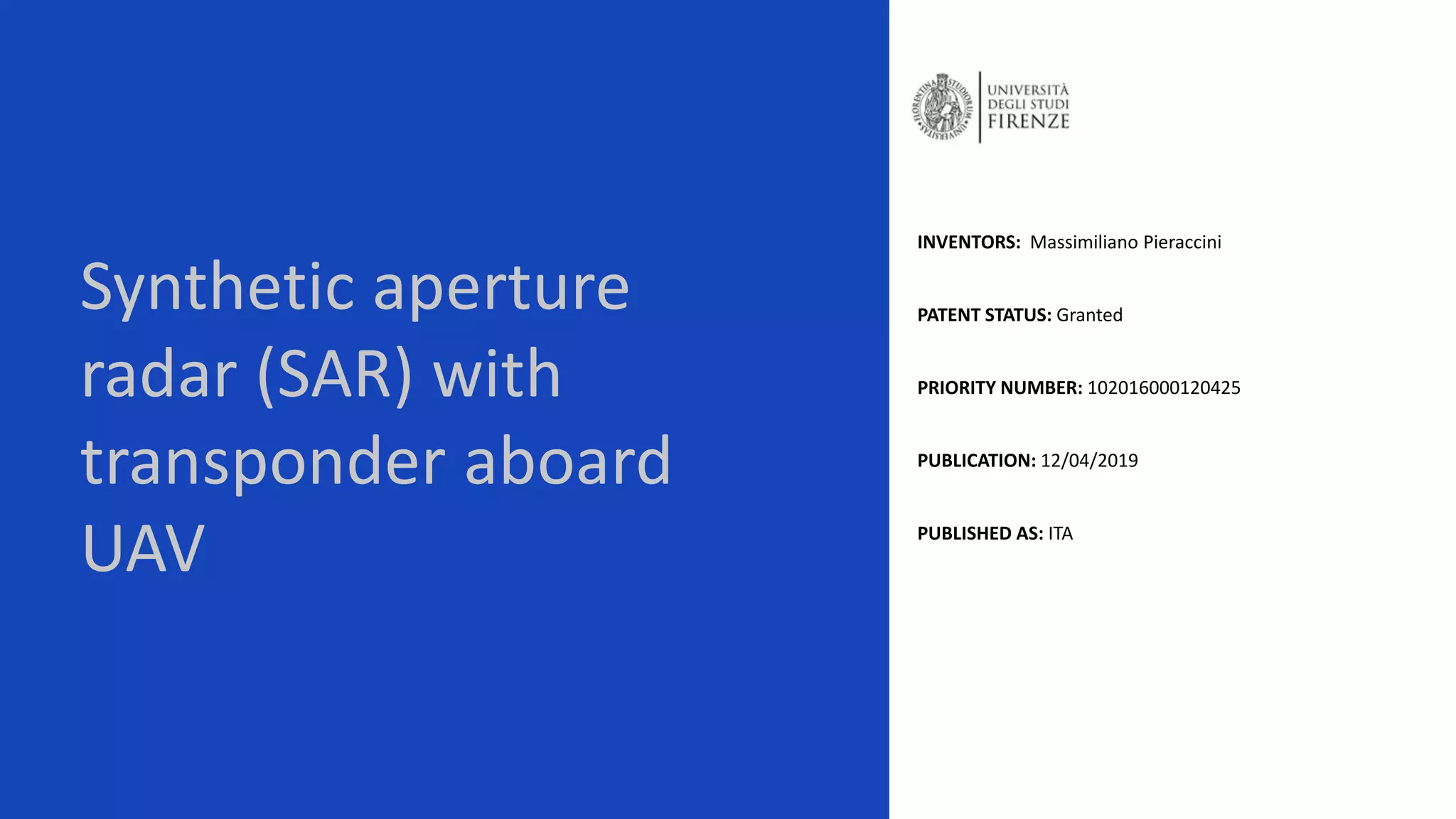 Synthetic aperture radar (SAR) with transponder aboard UAV | PPT