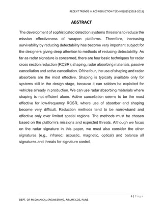 Radar crossection area reduction techniques | PDF