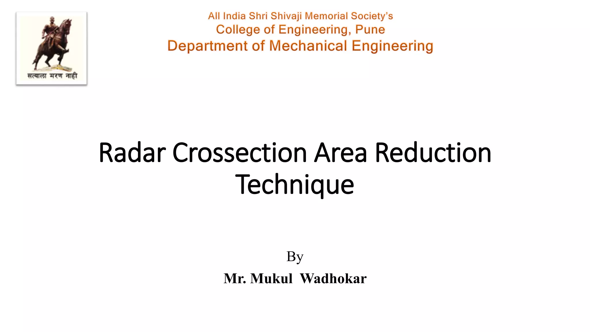 Radar crossection area reduction techniques presentation | PDF