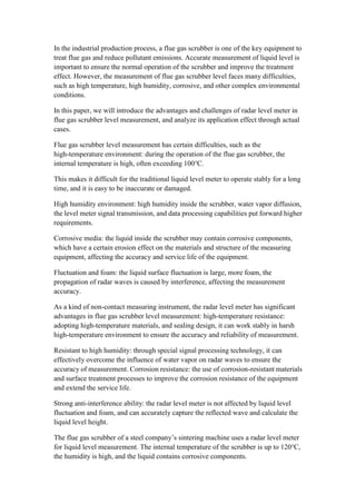 Radar Level Meter Measures Flue Gas Scrubber Level | PDF