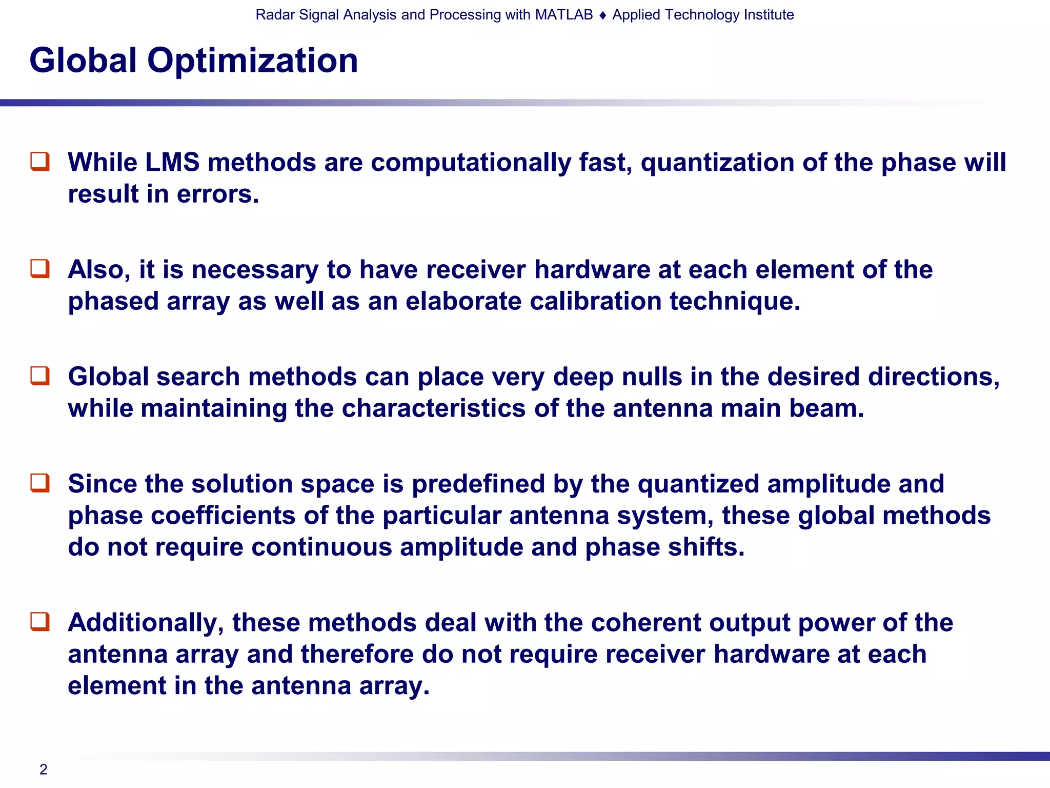 ATI's Radar Signal Analysis and Processing using MATLAB Technical Training Short Course Sampler ...