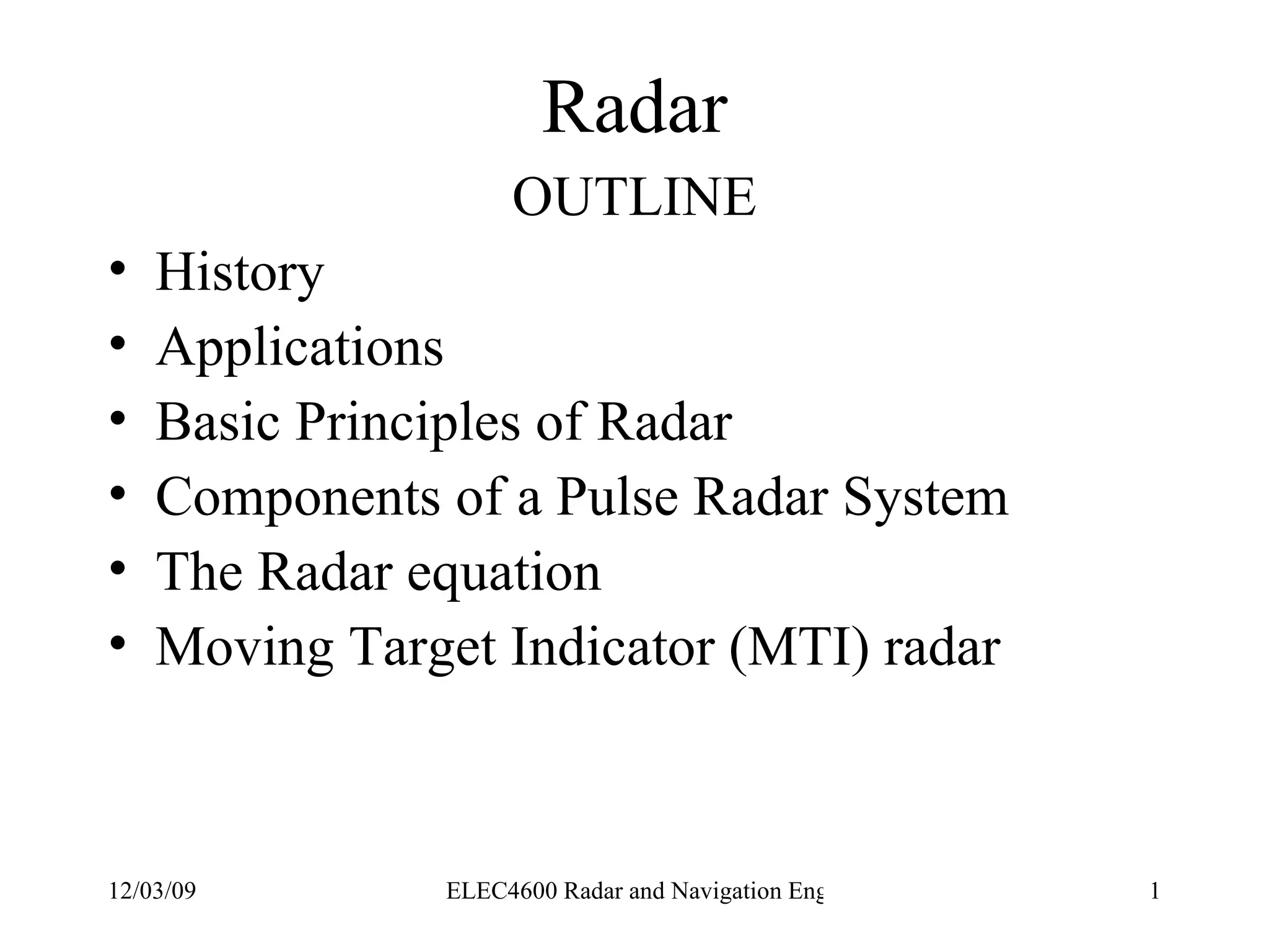 Components of a Pulse Radar System | PPT
