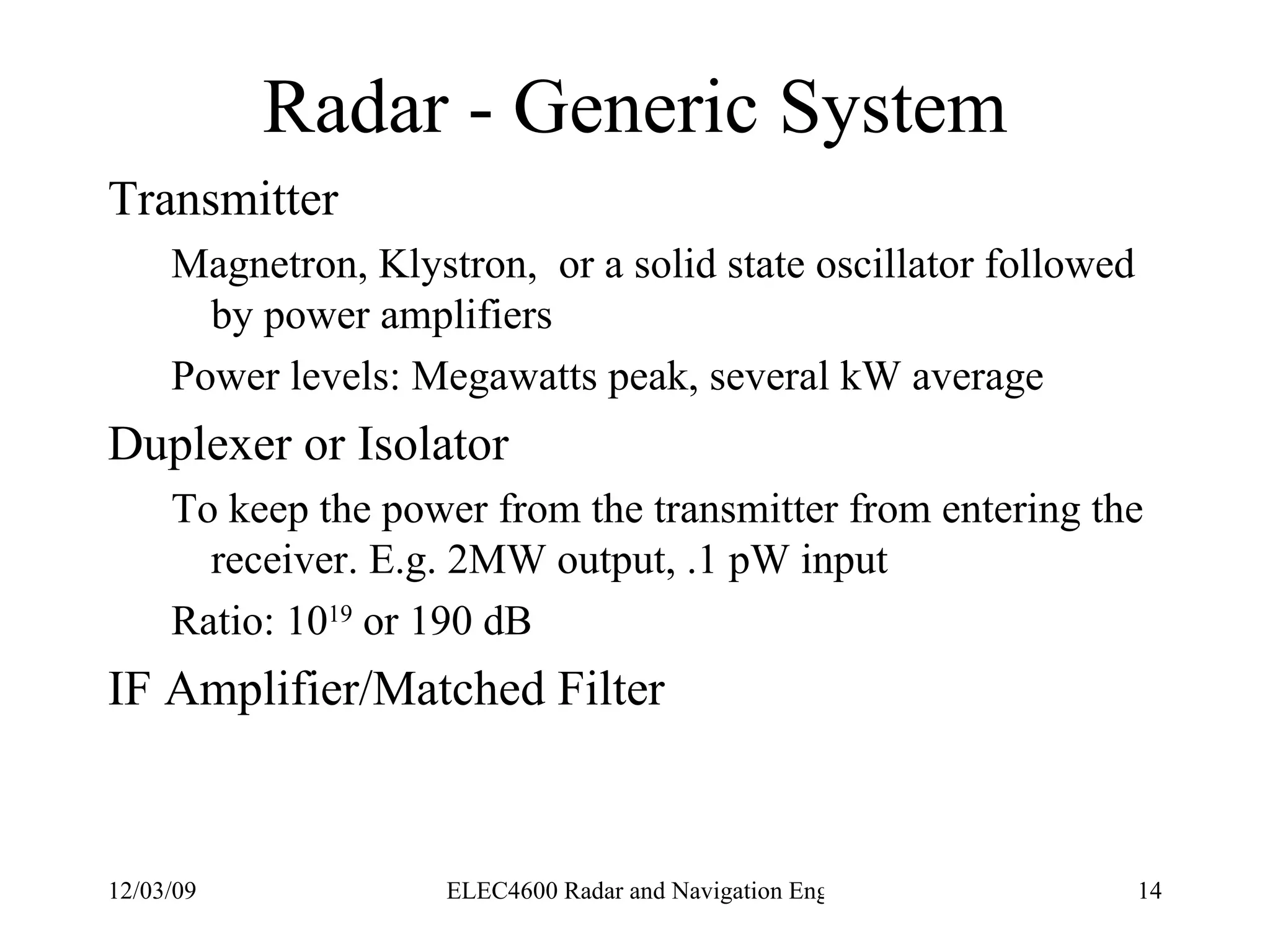 Components of a Pulse Radar System | PPT