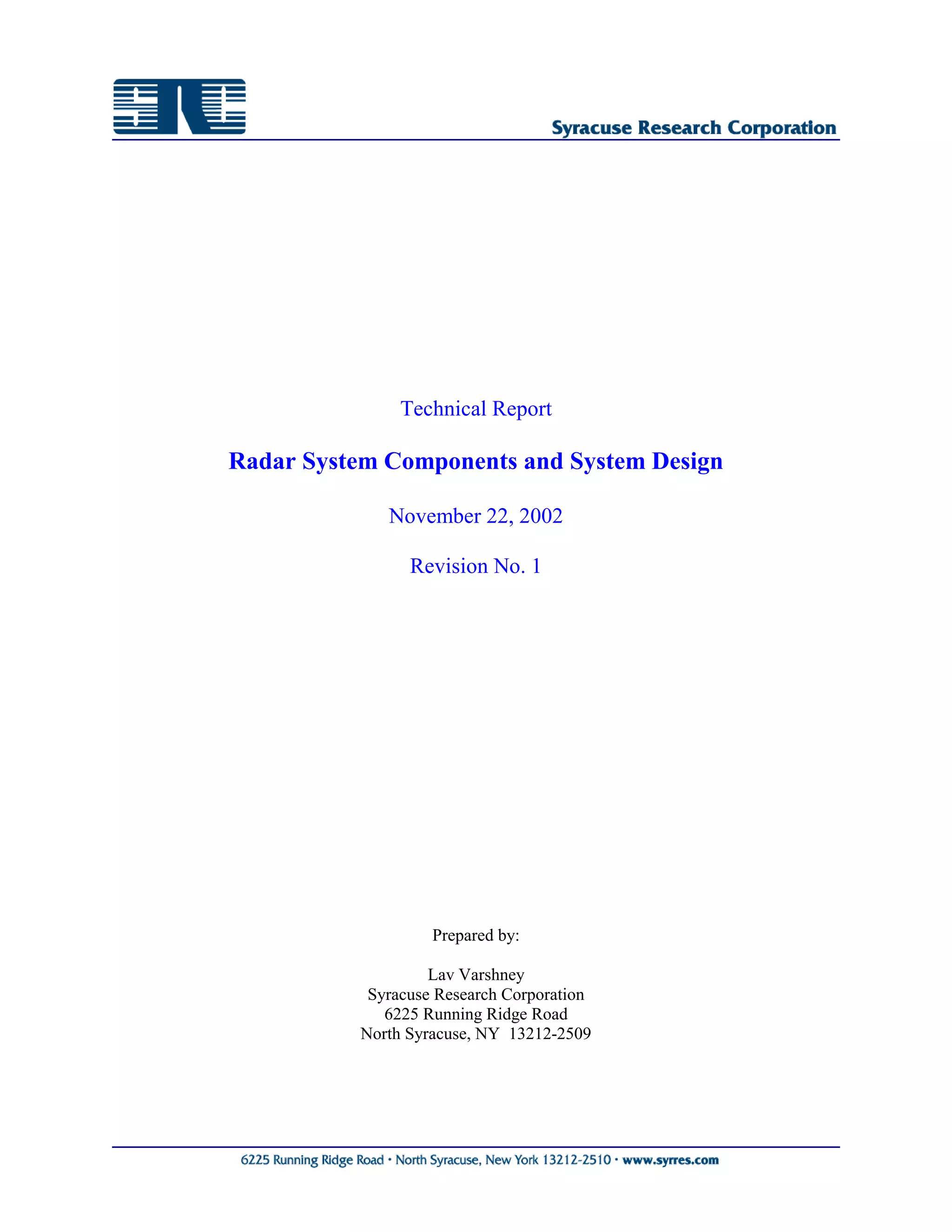 Radar system components and system design | PDF