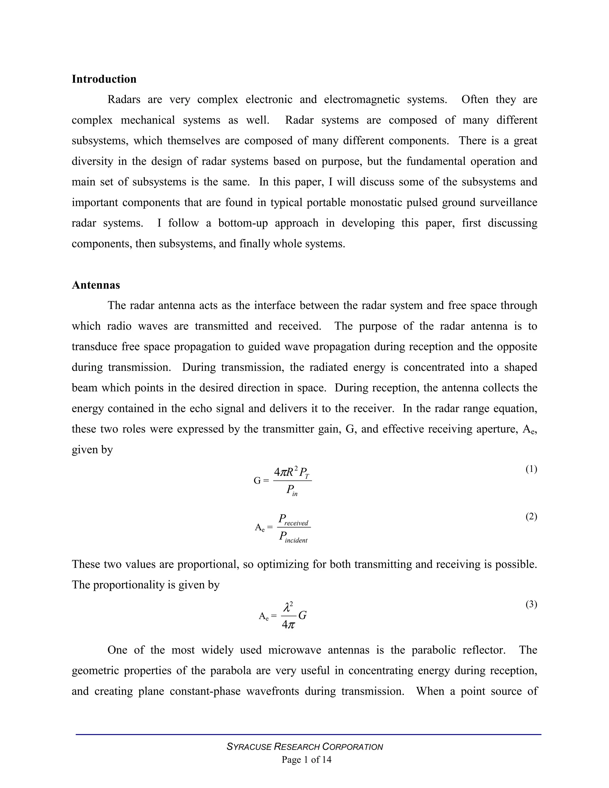 Radar system components and system design | PDF