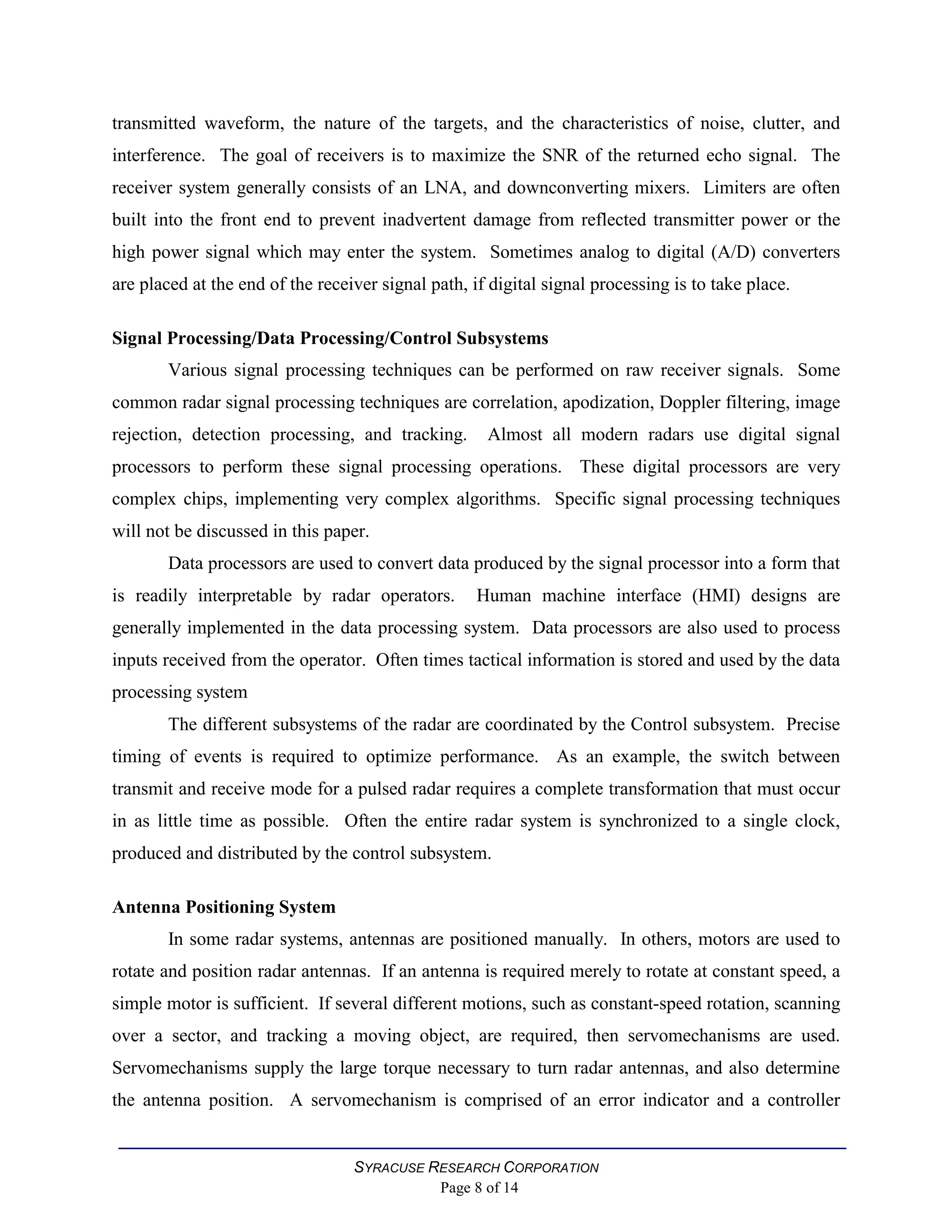 Radar system components and system design | PDF