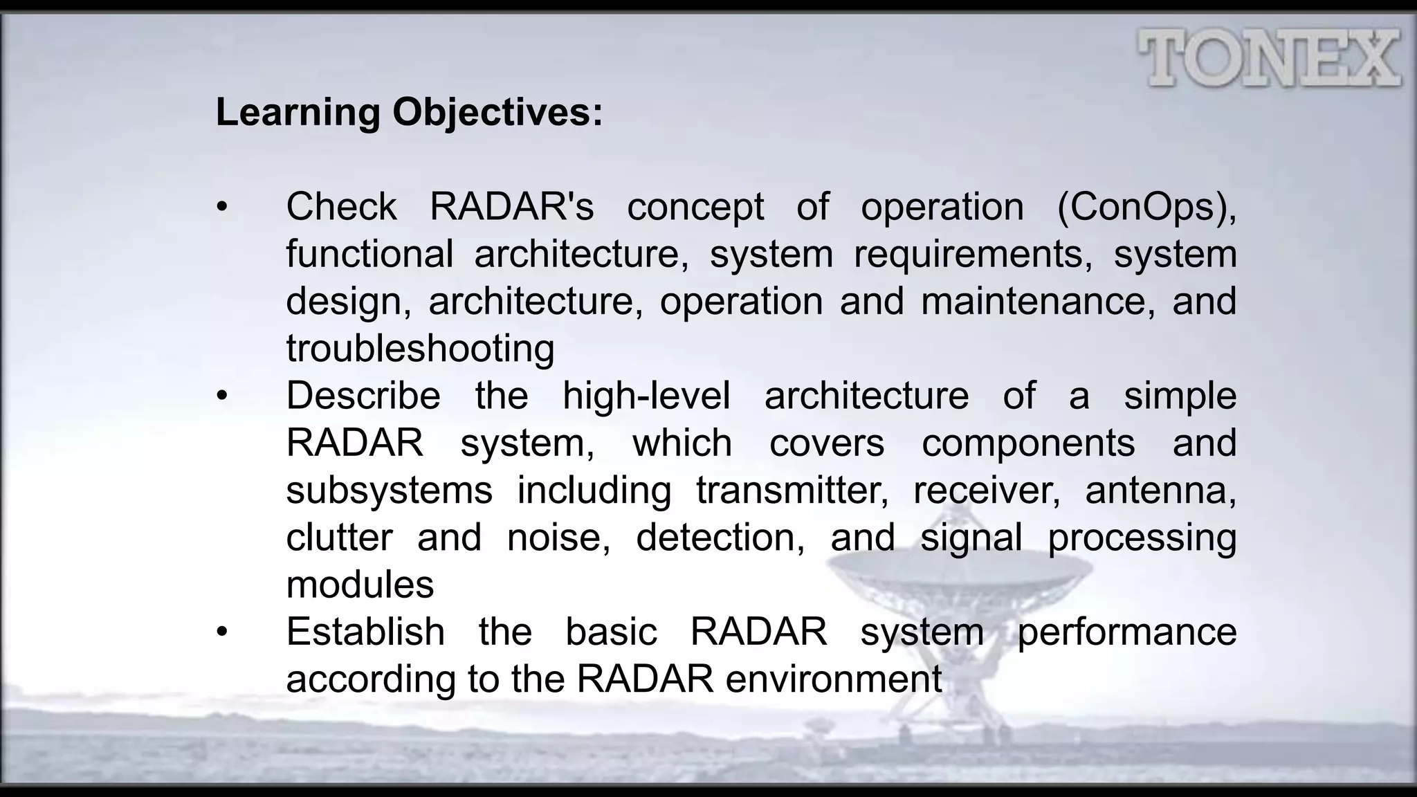Fundamental Radar Concepts, Radar Systems Training | PPTX