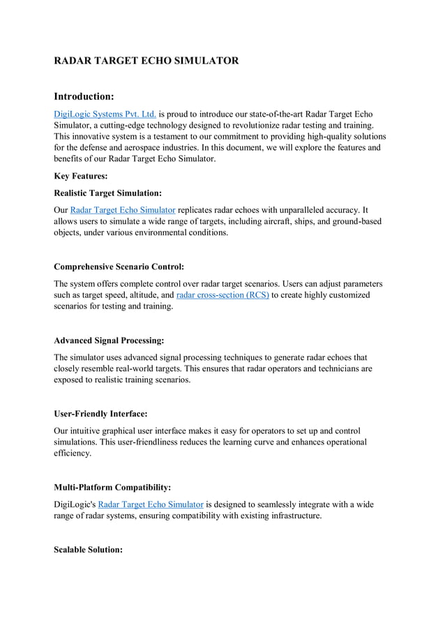 Radar Target Echo Simulator | PDF