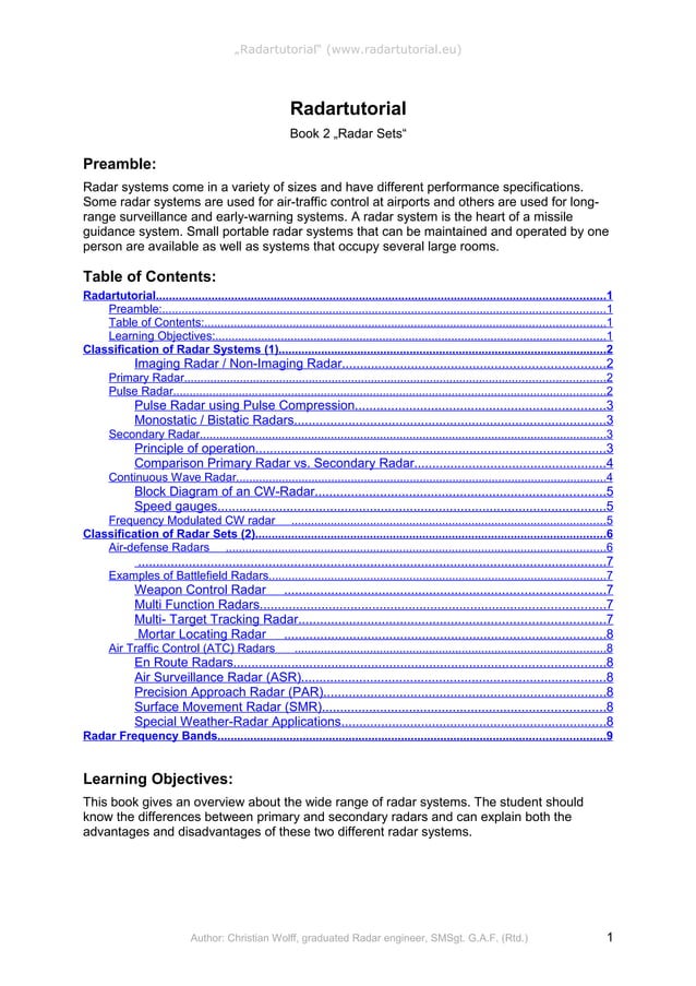 Radar tutorial | PDF | Technology & Computing