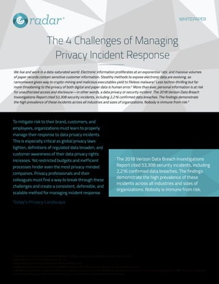 The 4 Challenges of Managing Privacy Incident Response | PDF
