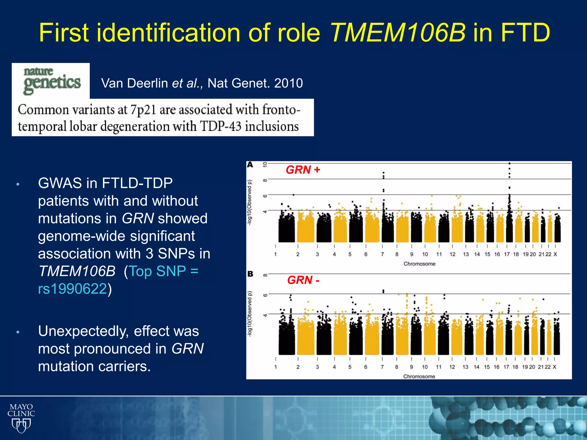 First Identification of Role TMEM106B in FTD | PDF