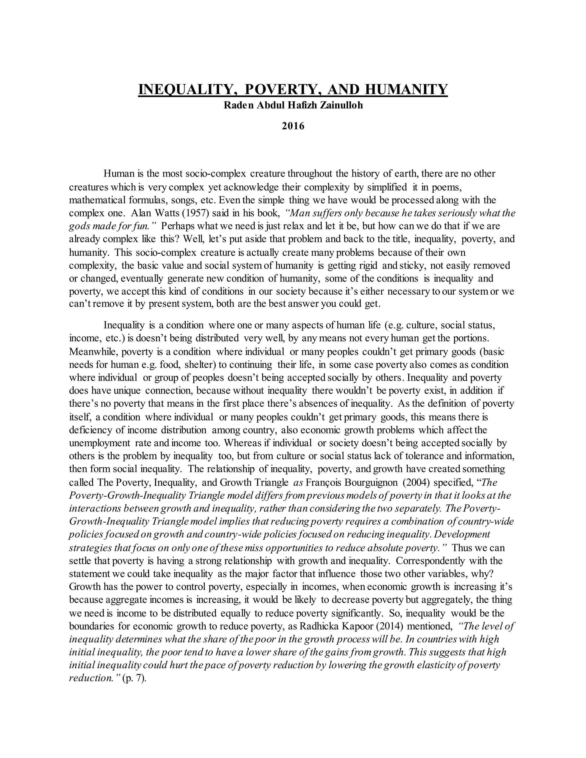 Inequality, Poverty, and Humanity | PDF