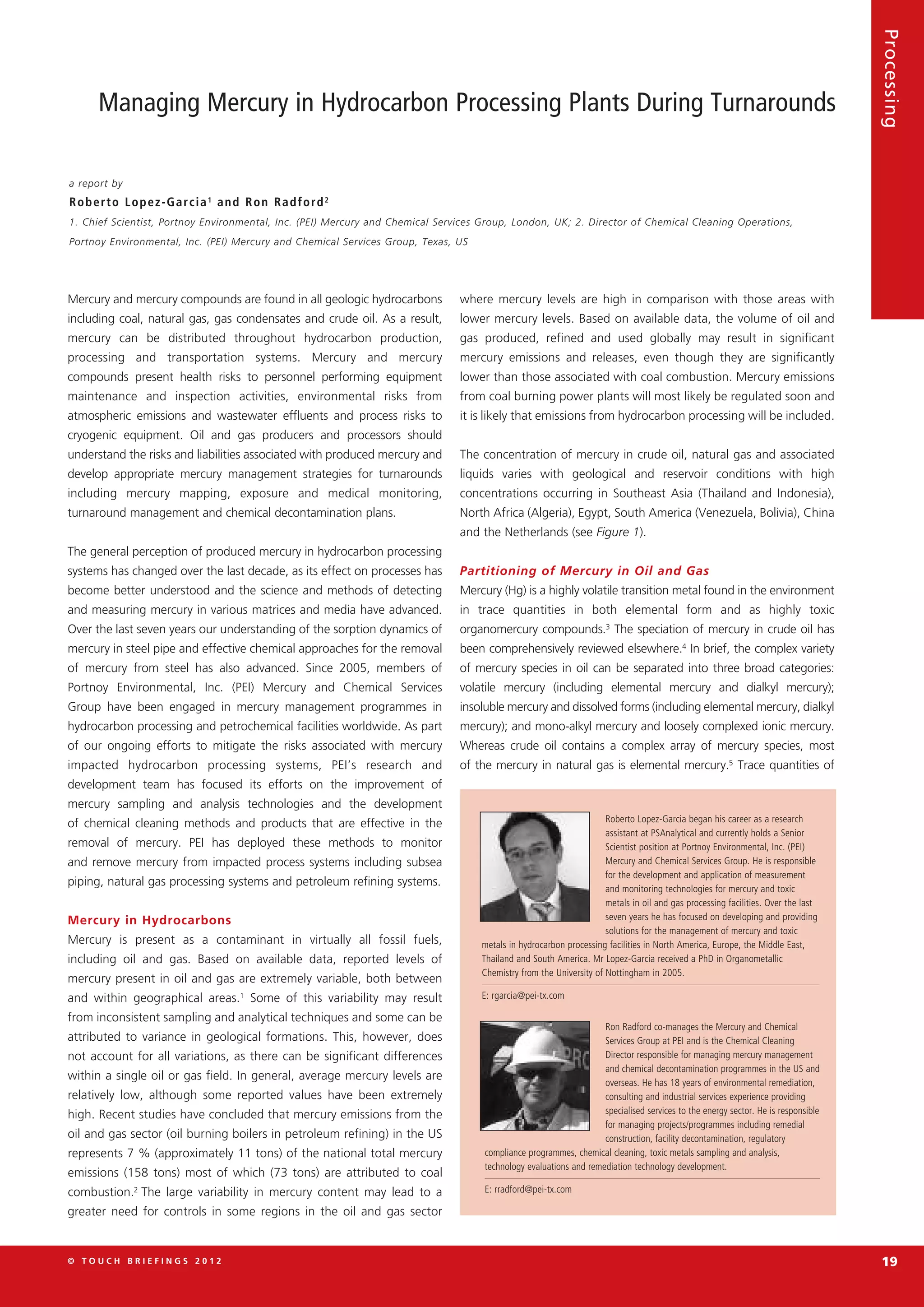 Managing Mercury in Hydrocarbon Processing Plants During Turnarounds | PDF