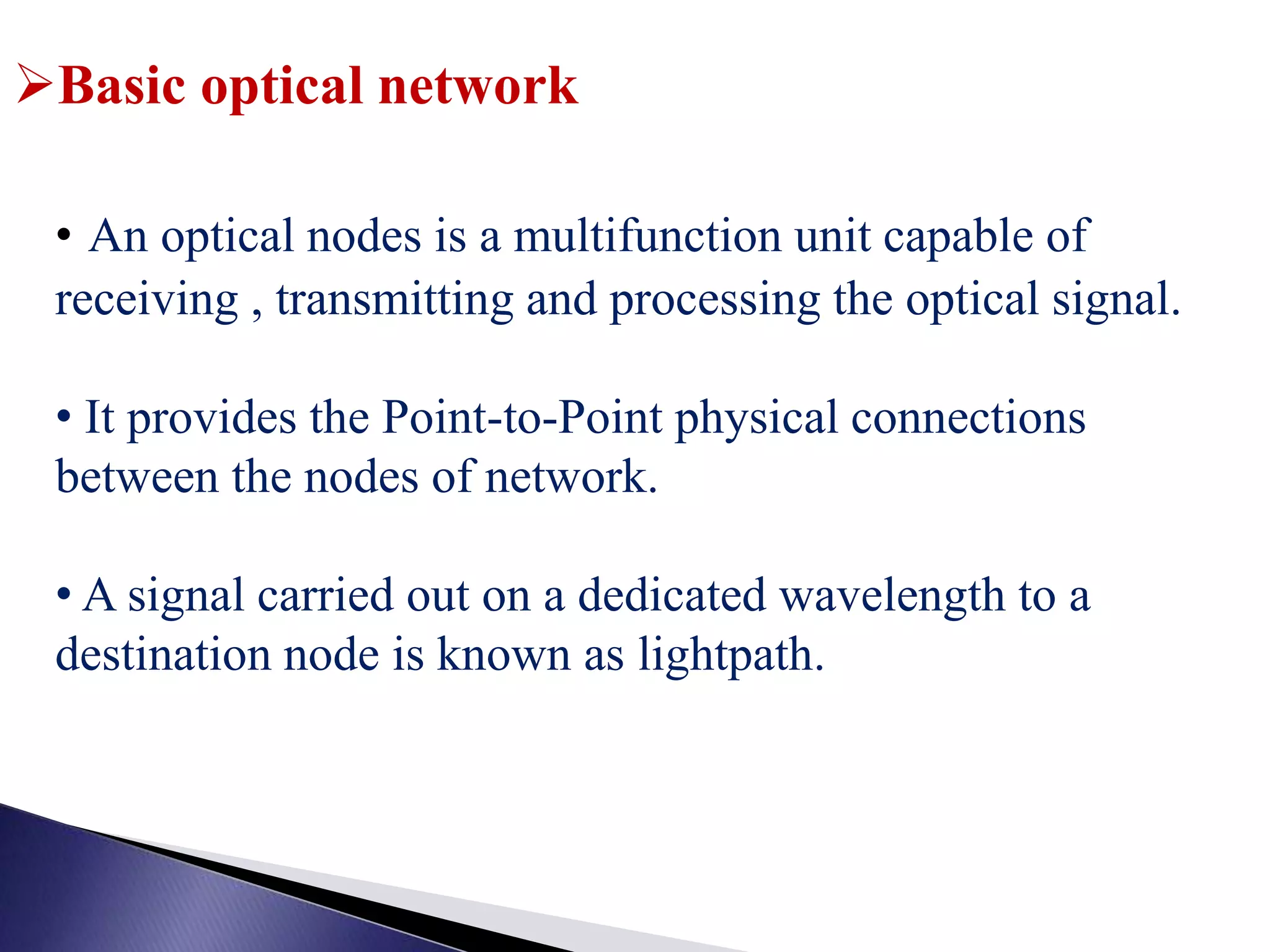 Optical Network And Architecture Pptx Computer Networking Computing