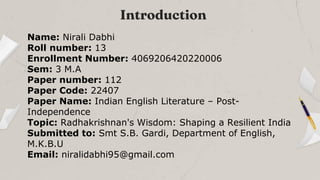 Radhakrishnan's Literary Legacy_ Influence on Indian Writing .pptx