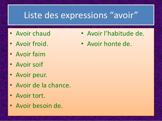 avoir expressions