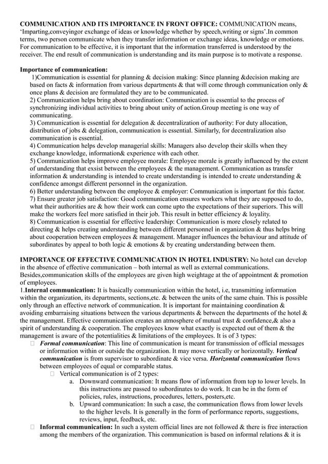 front office report | RTF | Hospitality Industry | Industries