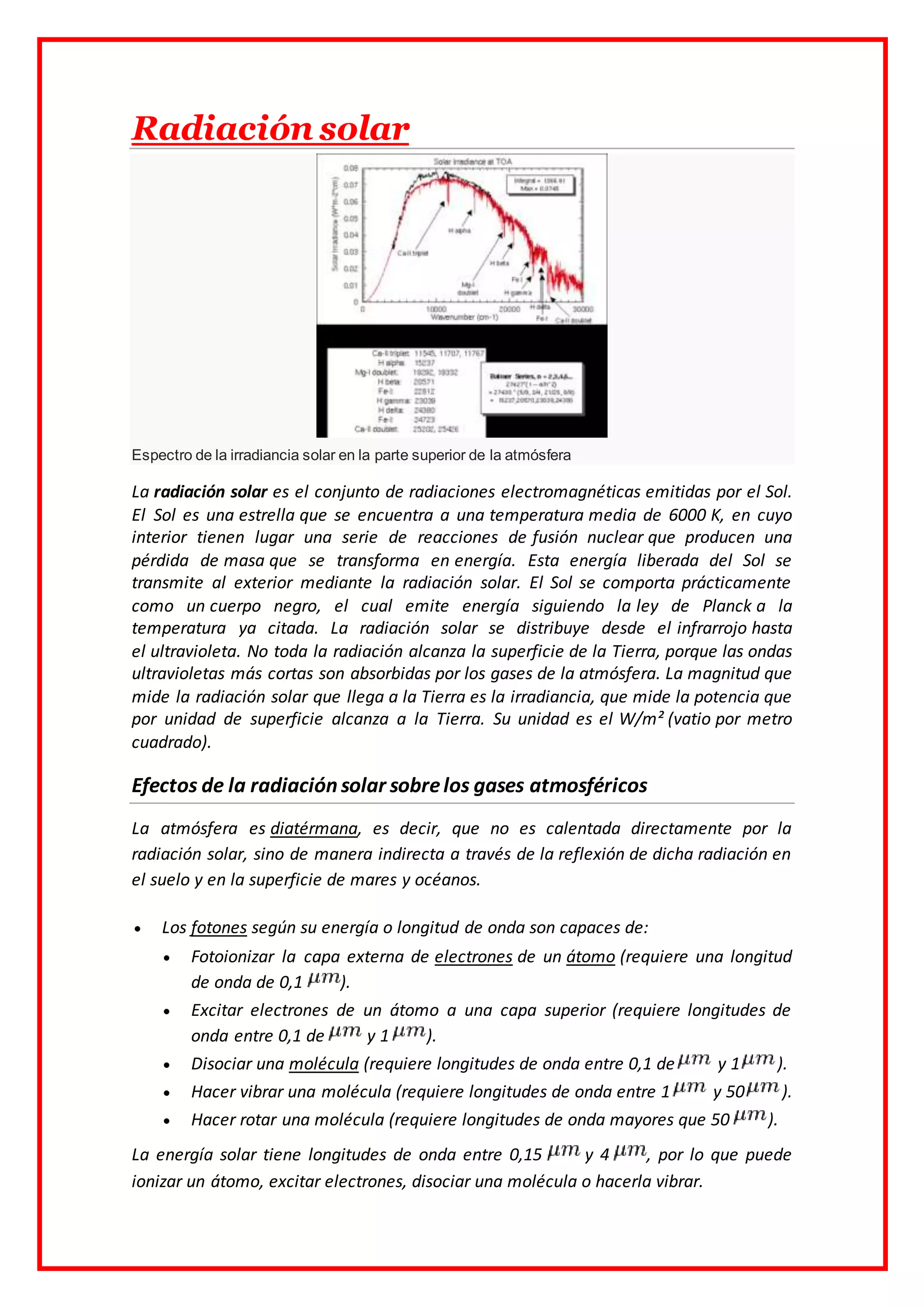 Radiación solar | DOCX