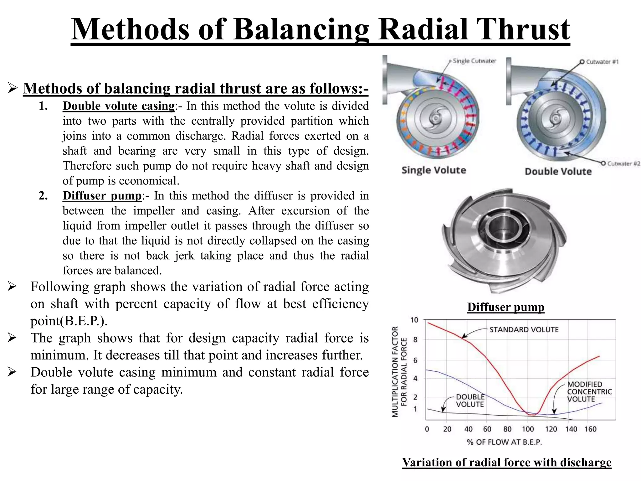 Radial and axial thrust in centrifugal pump and Methods use to balance ...