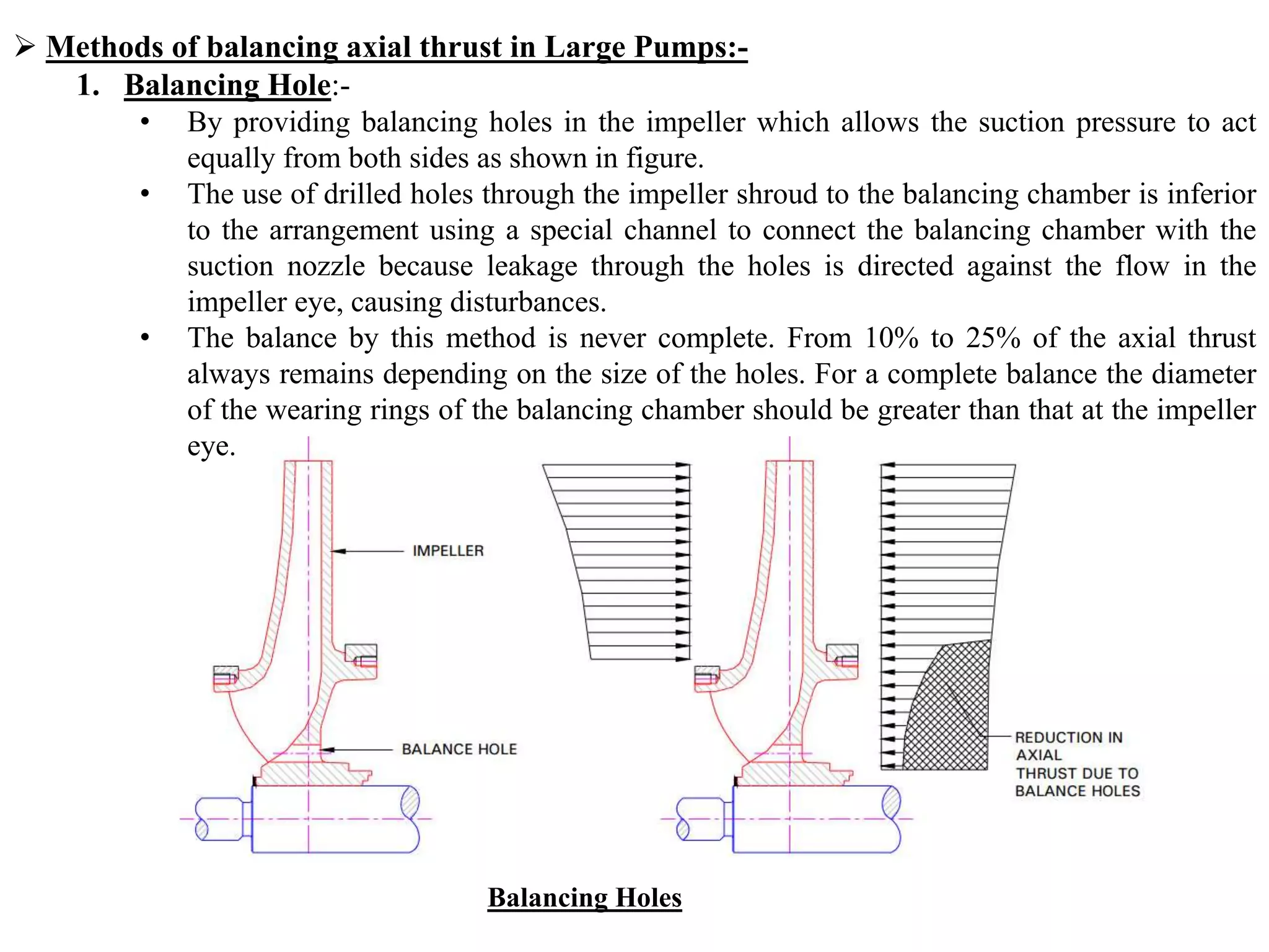 Radial and axial thrust in centrifugal pump and Methods use to balance ...