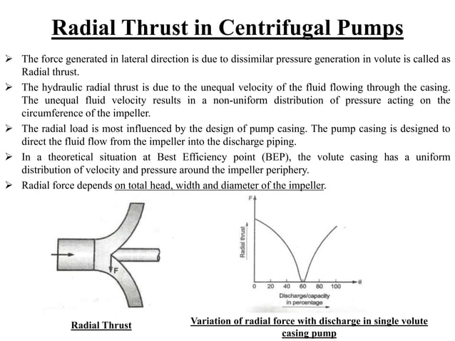 Radial and axial thrust in centrifugal pump and Methods use to balance ...