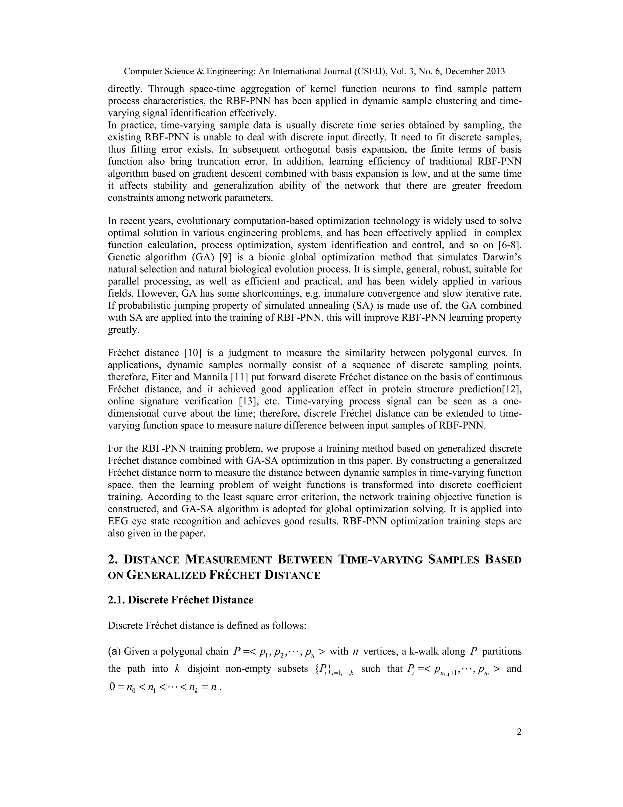 Radial Basis Function Process Neural Network Training Based On Generalized FrÉchet Distance And