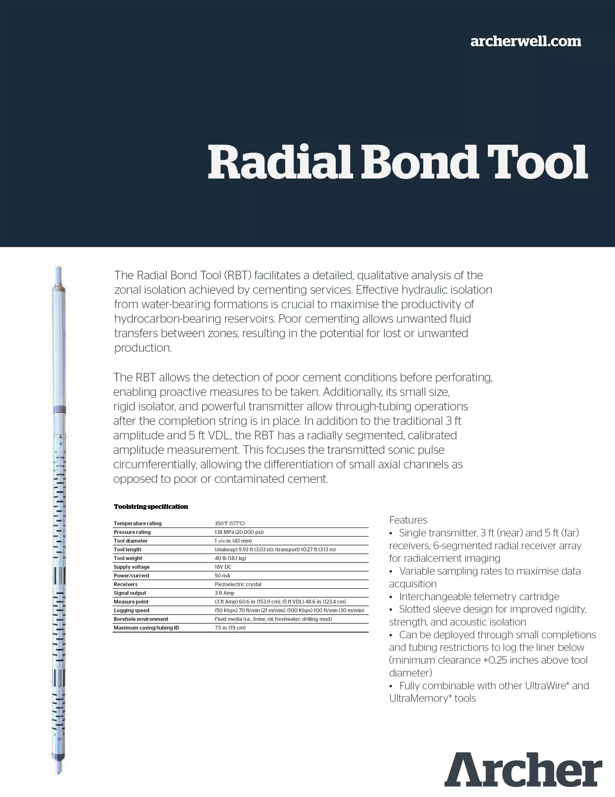 Archer Radial Bond Tool (RBT) | PDF