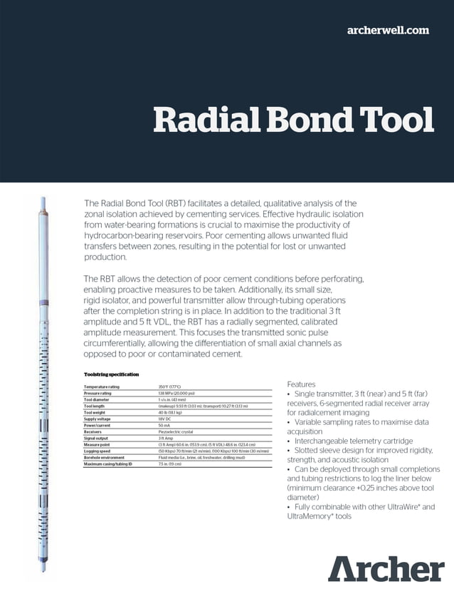 Archer Radial Bond Tool (RBT) | PDF