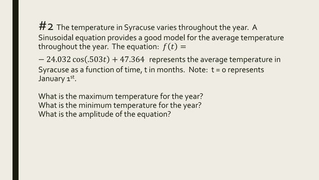 Radian trig graph word problems | PPT