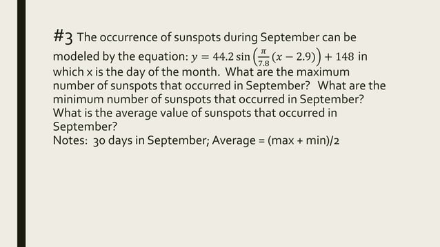 Radian trig graph word problems | PPT