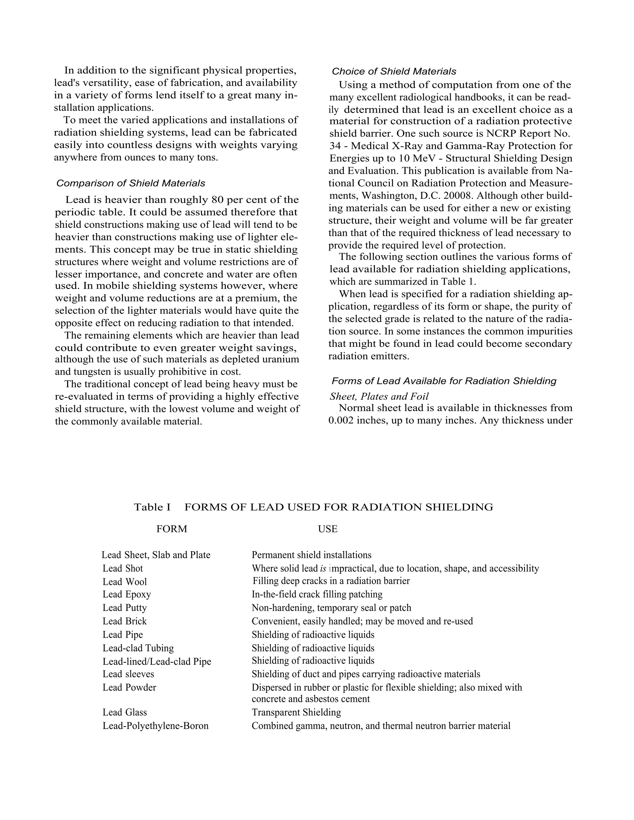 Guide for Using Lead as Radiation Shielding | PDF